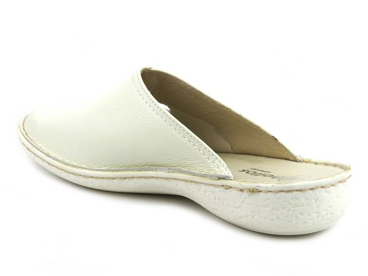 Skórzane klapki damskie Helios Komfort 660, ecru ecru | Sklep ...