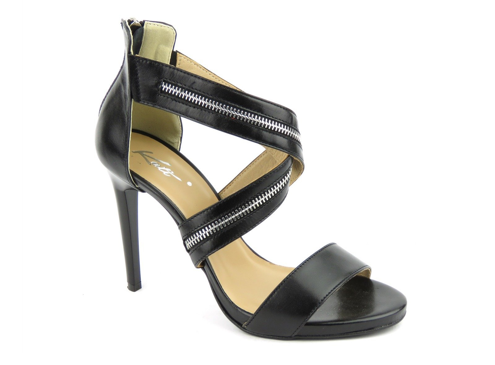 Sandały damskie na szpilce - KATI 3007, czarne | Sklep ulubioneobuwie.pl