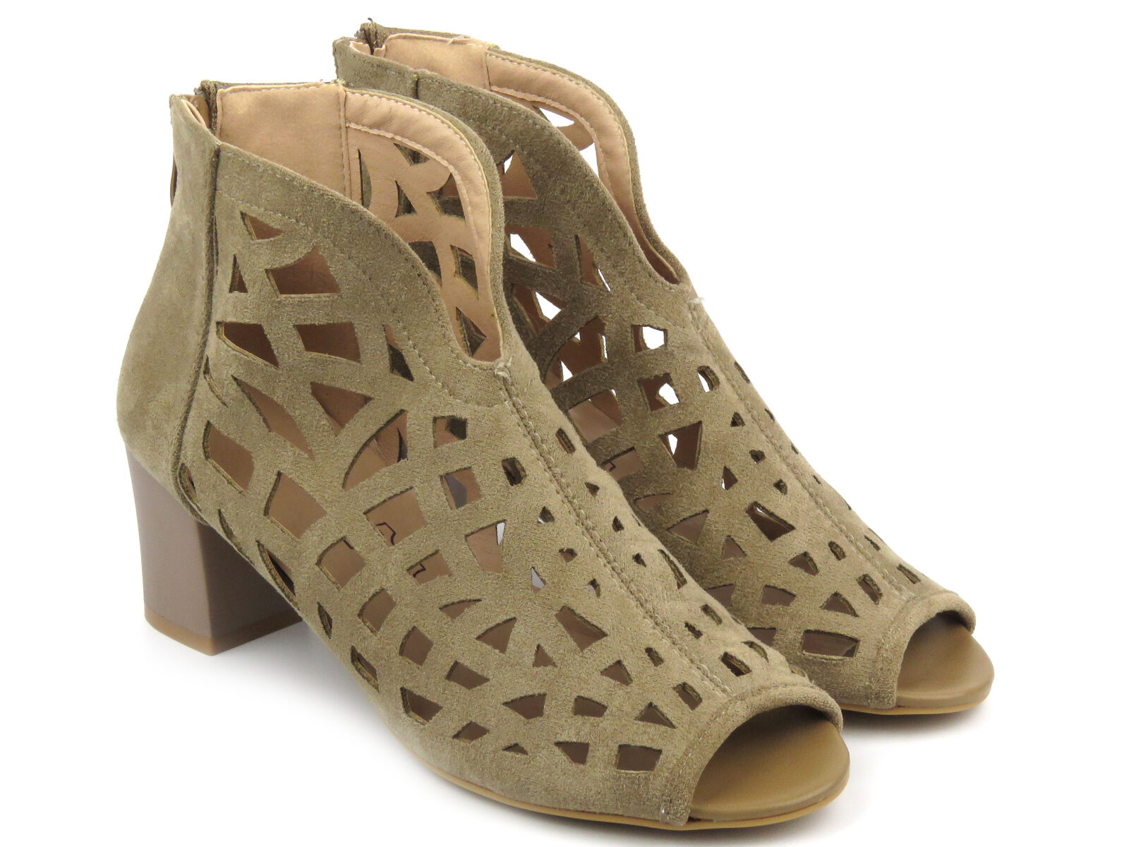 Wiosenne, ażurowe botki damskie na obcasie - M.Daszyńsk MR1954-15 ...