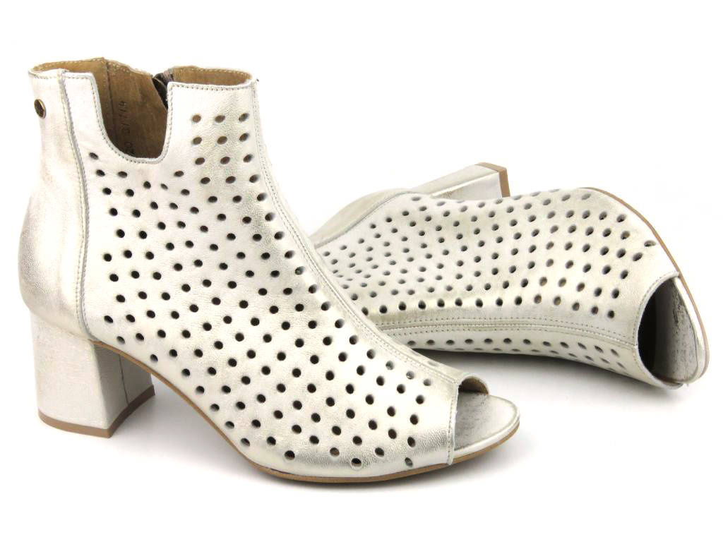 Wiosenne botki damskie na obcasie - MACIEJKA 05420-04, beżowe beżowy ...